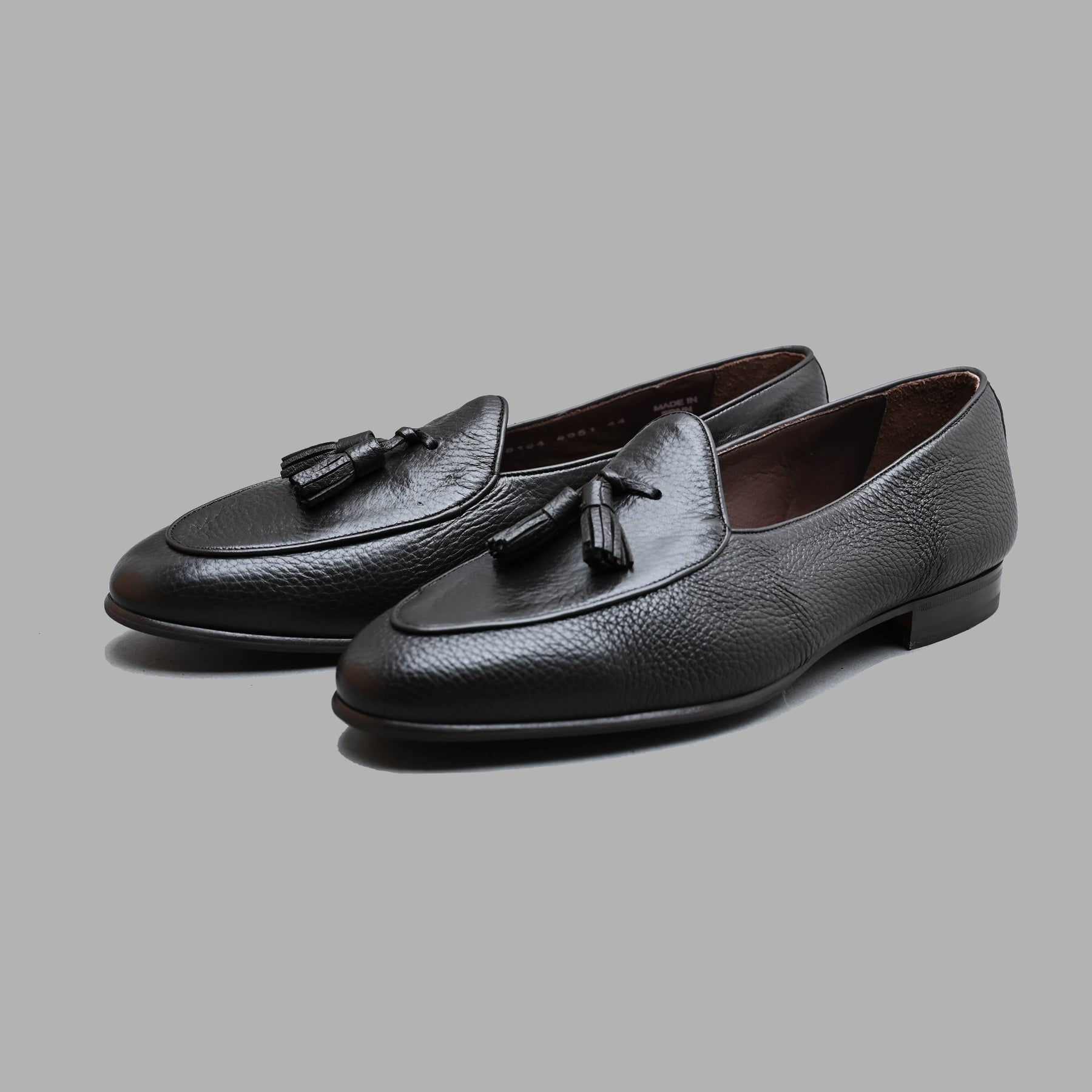 Belgian Tassel Loafer in Dark Brown Deerskin Leather