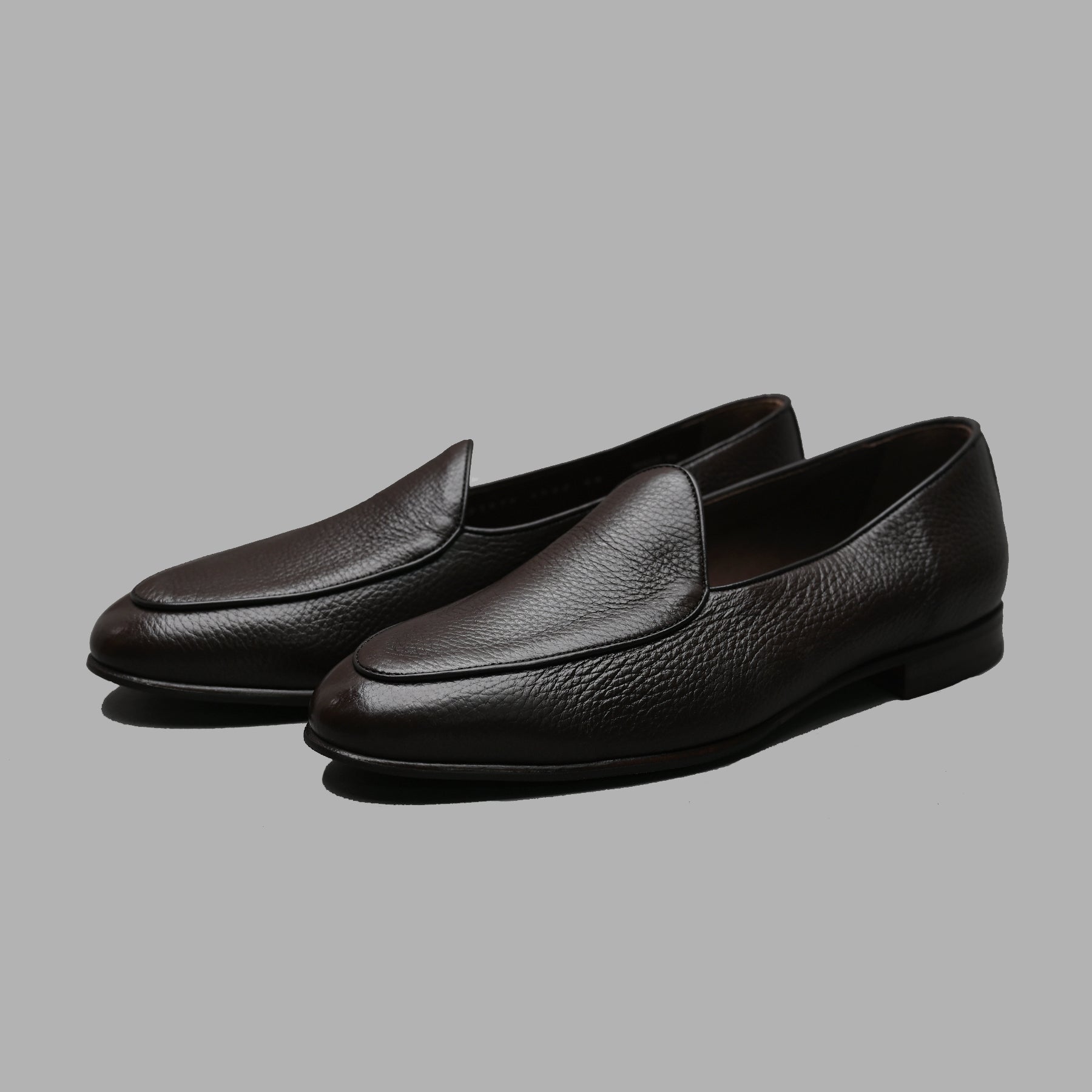 Classic Belgian Loafer in Dark Brown Deerskin Leather