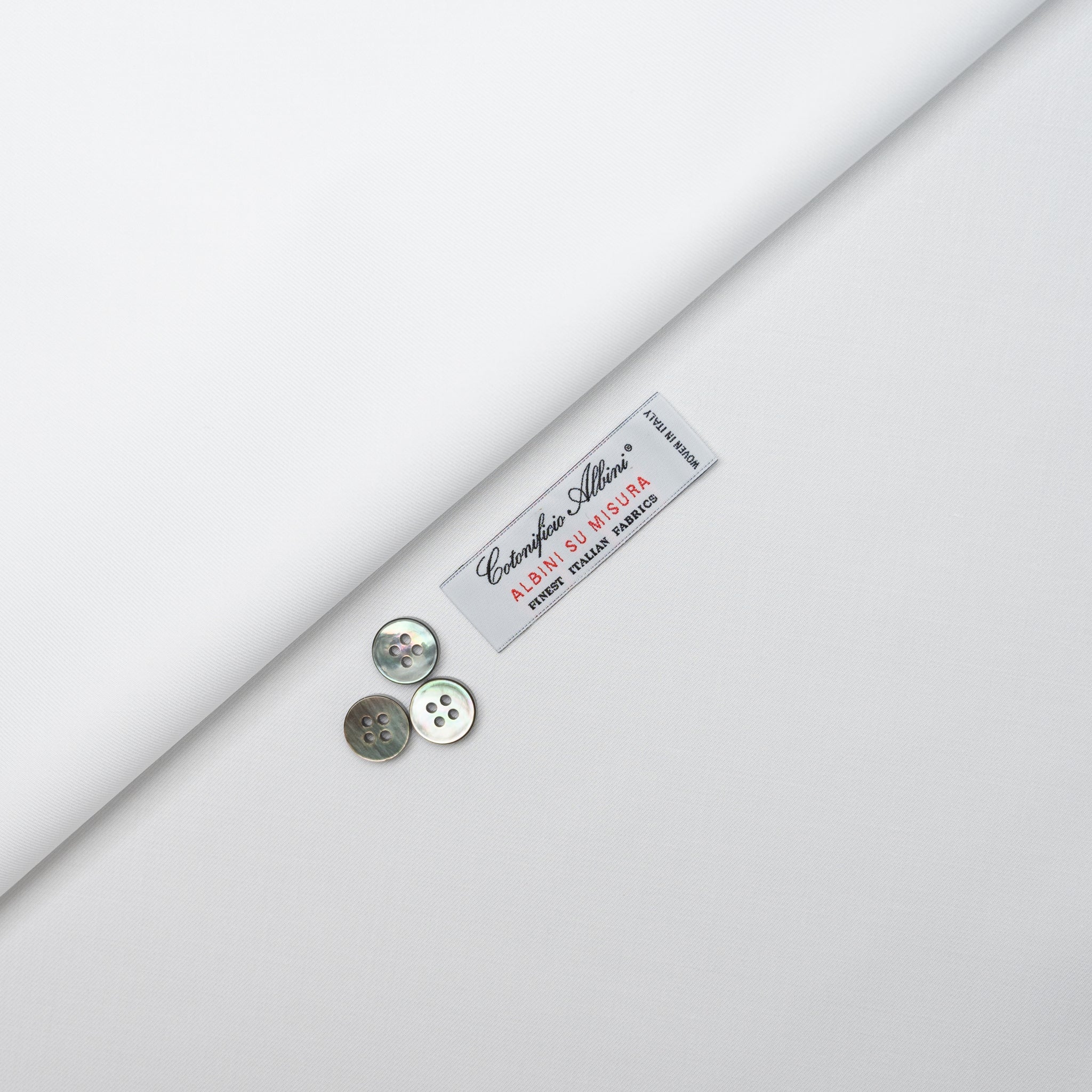 White Twill 100% Cotton Shirt in "Albini / Thomas Mason's Royale"