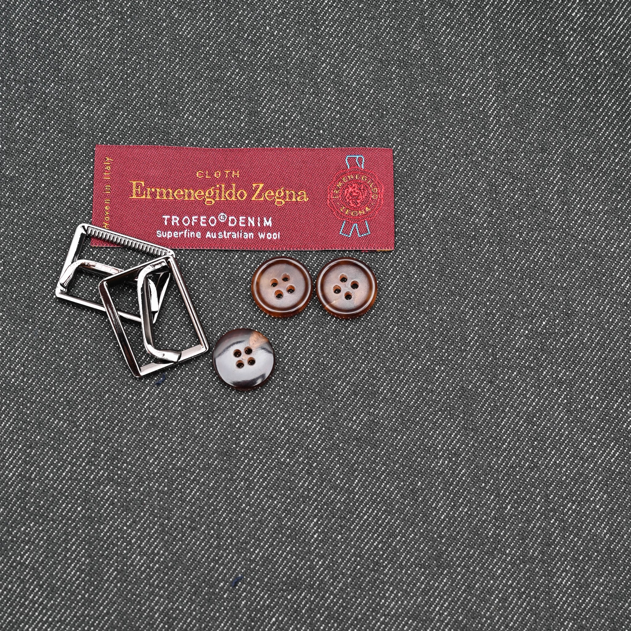 Steel Grey Ermenegildo Zegna Trofeo Denim Wool Suiting Fabric