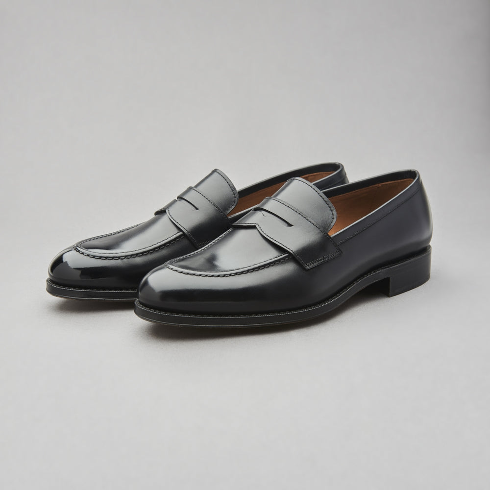 Penny Loafer in Black Box Calf Leather